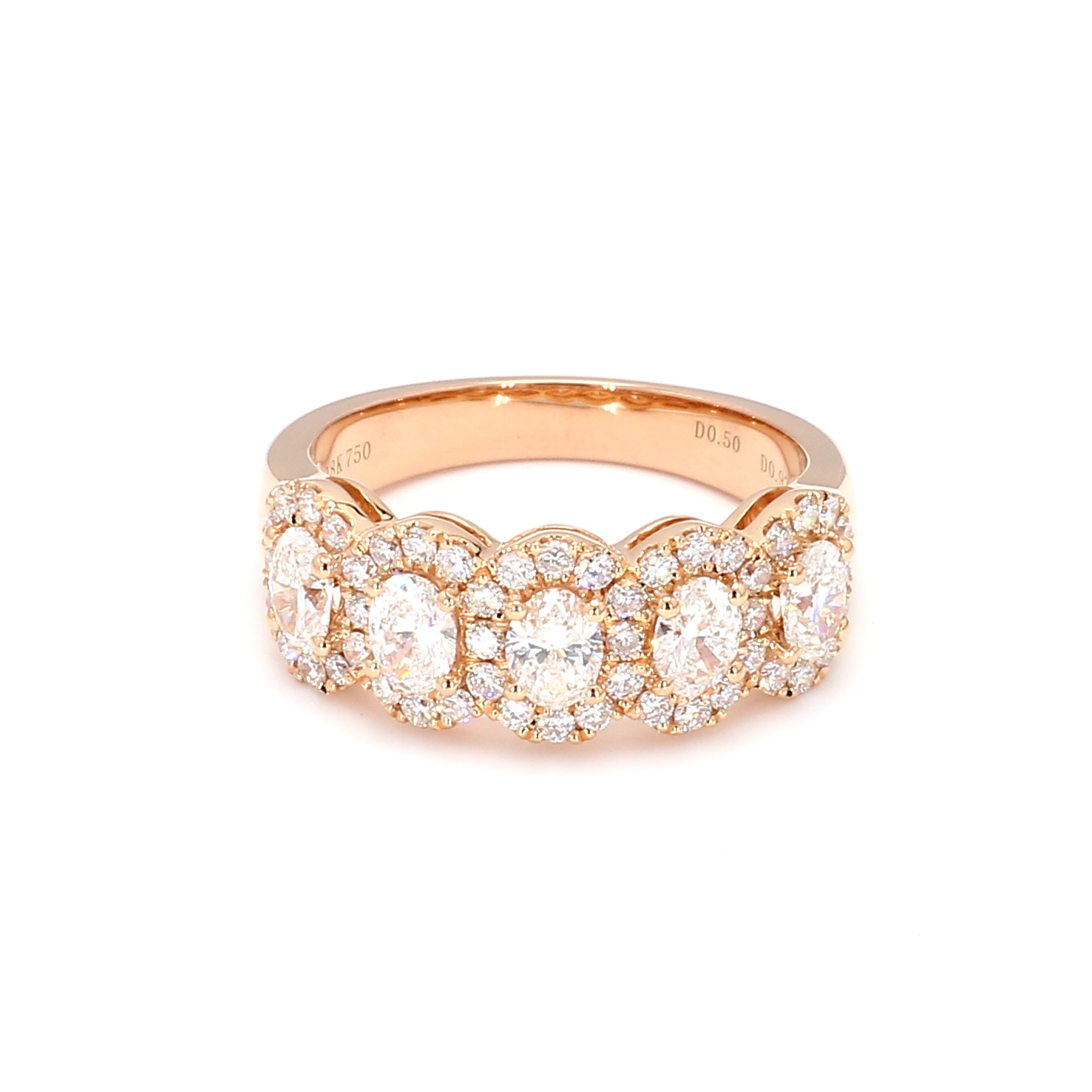 Oval Diamond Halo Band in 18k Rose Gold – Bailey's Fine Jewelry
