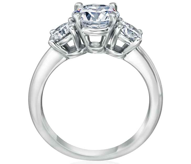 Three Stone Engagement Ring with Round Side Stones – Bailey's Fine Jewelry