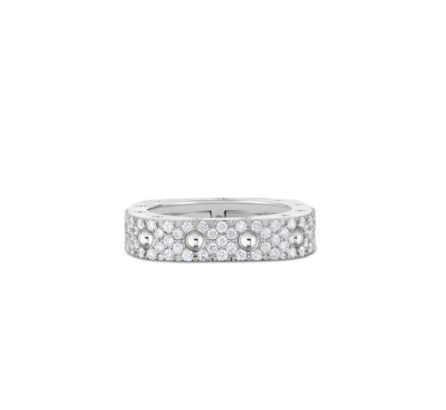 Roberto Coin 18k White Gold 1 Row Square Ring with Diamonds – Bailey's ...