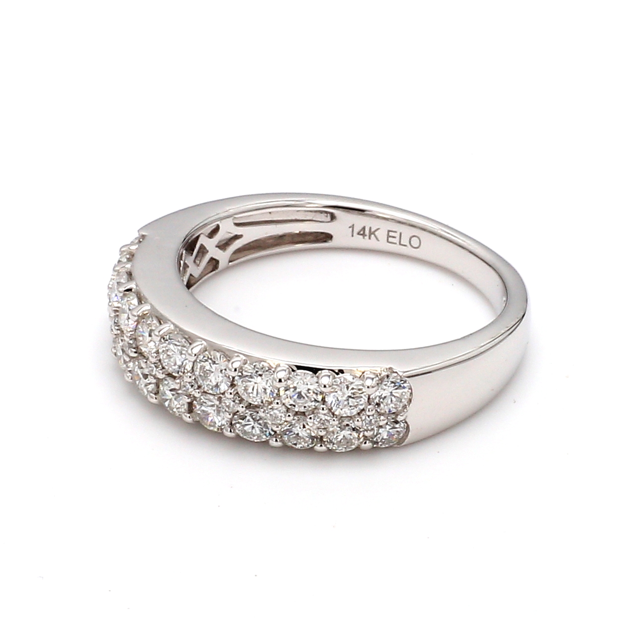 Two Row Pave Diamond Ring in 14k White Gold – Bailey's Fine Jewelry