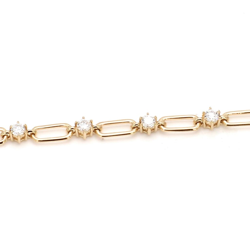 Elongated Chain Link Bracelet with Five Prong Set Diamonds – Bailey's ...