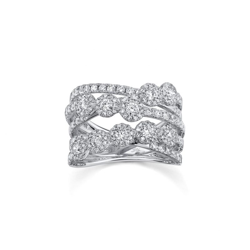 Halo Diamond Double Crossover Ring – Bailey's Fine Jewelry