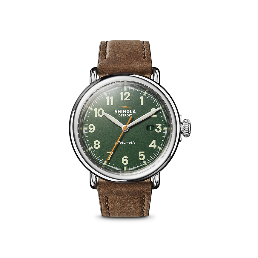 Shinola The Runwell Automatic Green Dial Leather Strap Watch – Bailey's ...