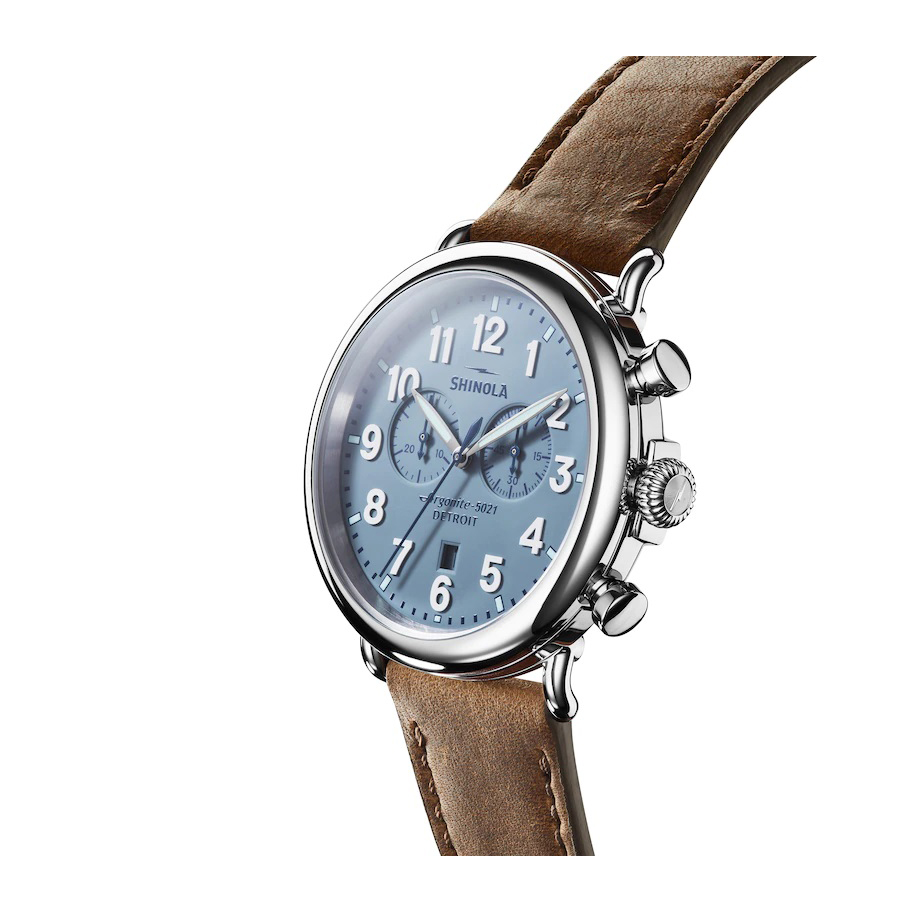 Shinola The Runwell Chrono With Slate Blue Dial and Tan Leather Strap ...