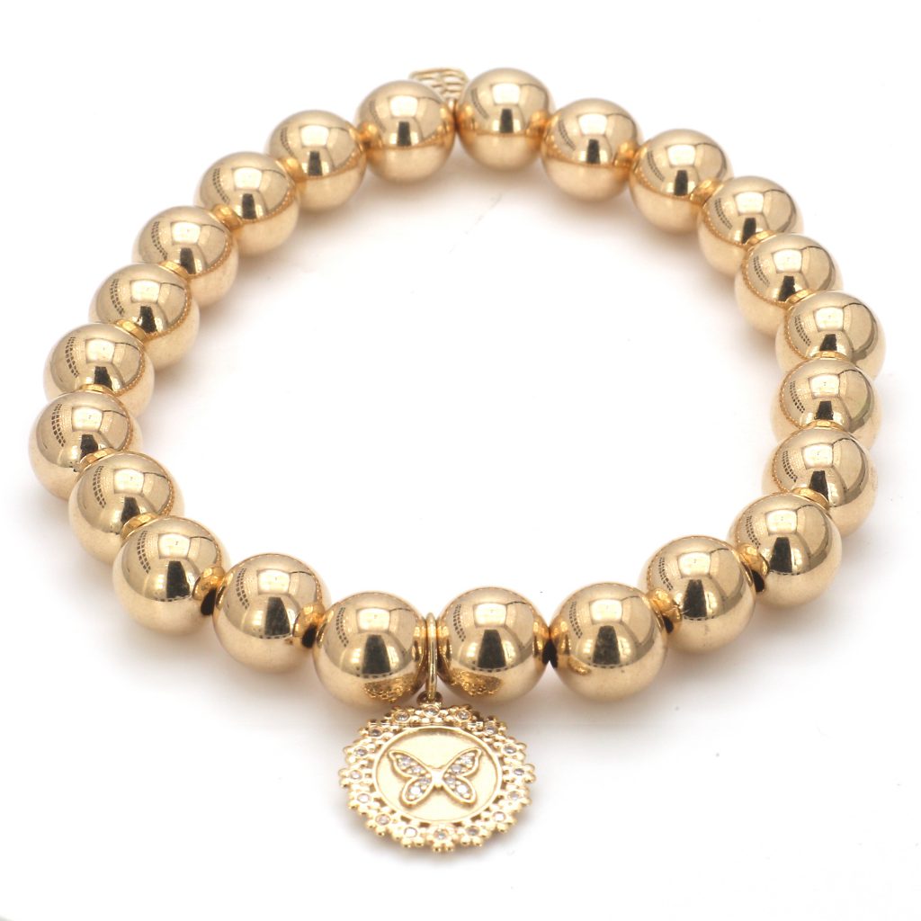 Sydney Evan Butterfly Coin Daisy Border Gold Stretch Bracelet – Bailey ...