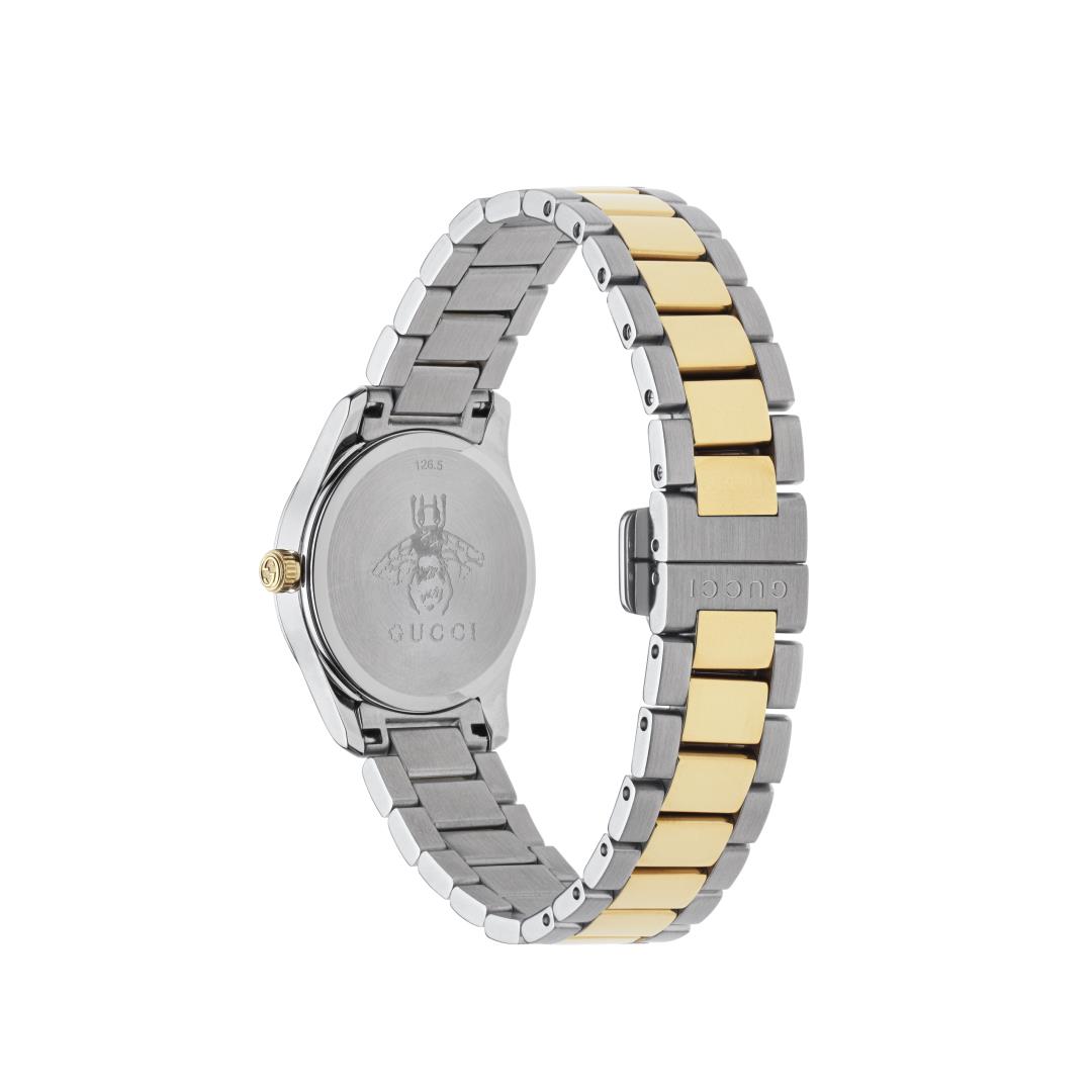 Gucci G-Timeless Iconic 27mm Silver Feline Head Steel and Yellow Gold ...