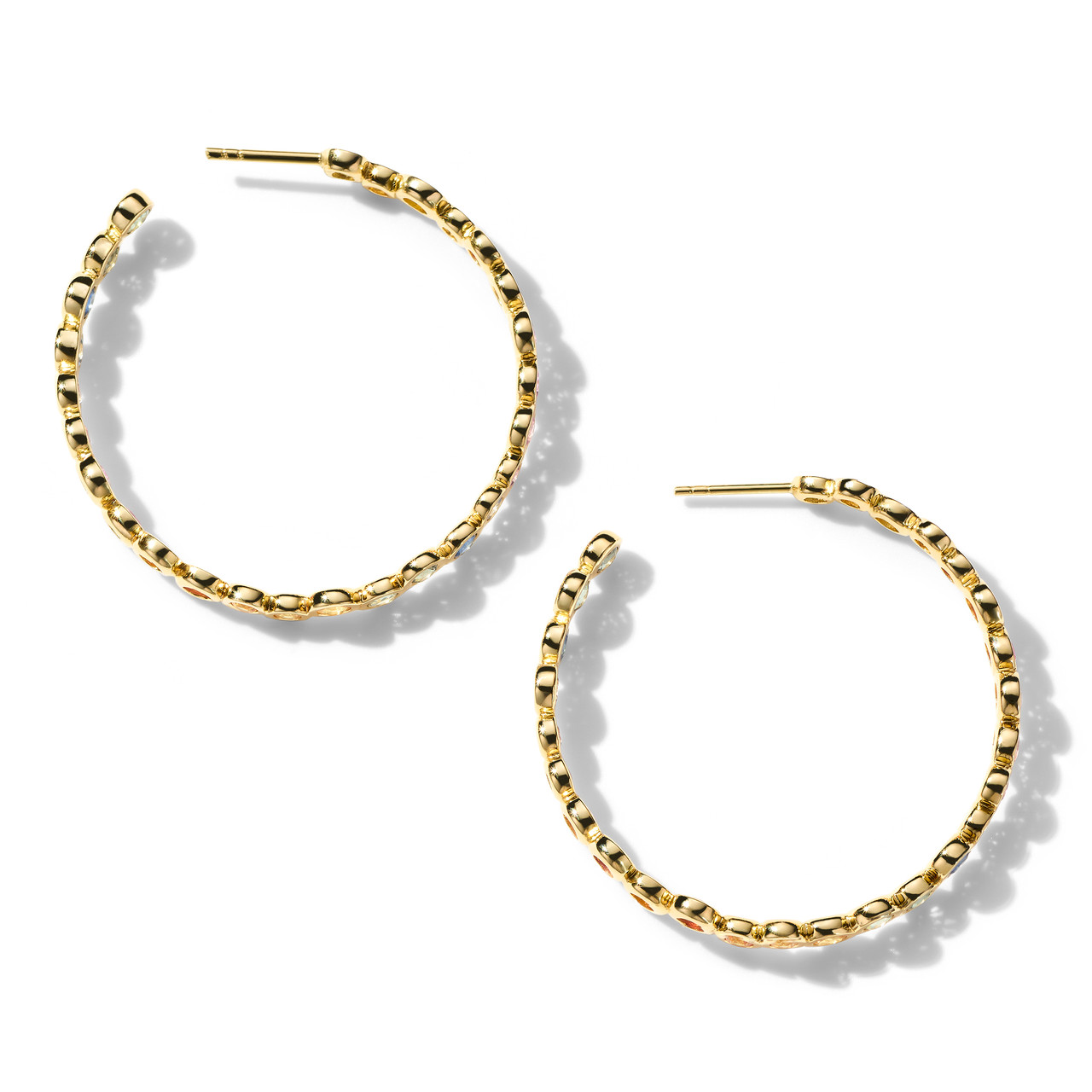 Ippolita Stardust 18K Starlet #3 Hoop Earrings in Sapphire Rainbow ...