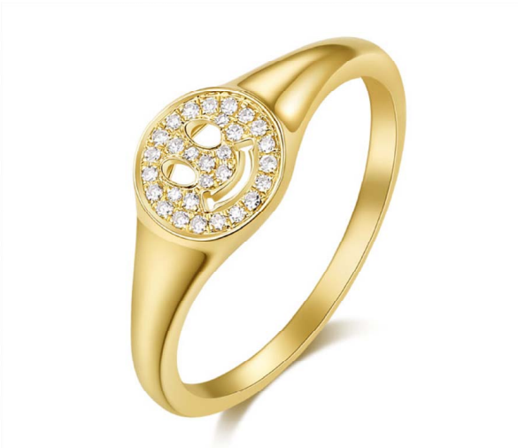Bailey’s Goldmark Collection Pave Diamond Smiley Face Signet Ring ...