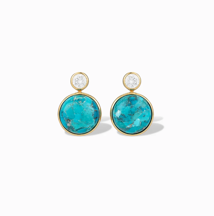 Laura Foote Floating Gem Stud Earrings in Blue Mohave Turquoise ...